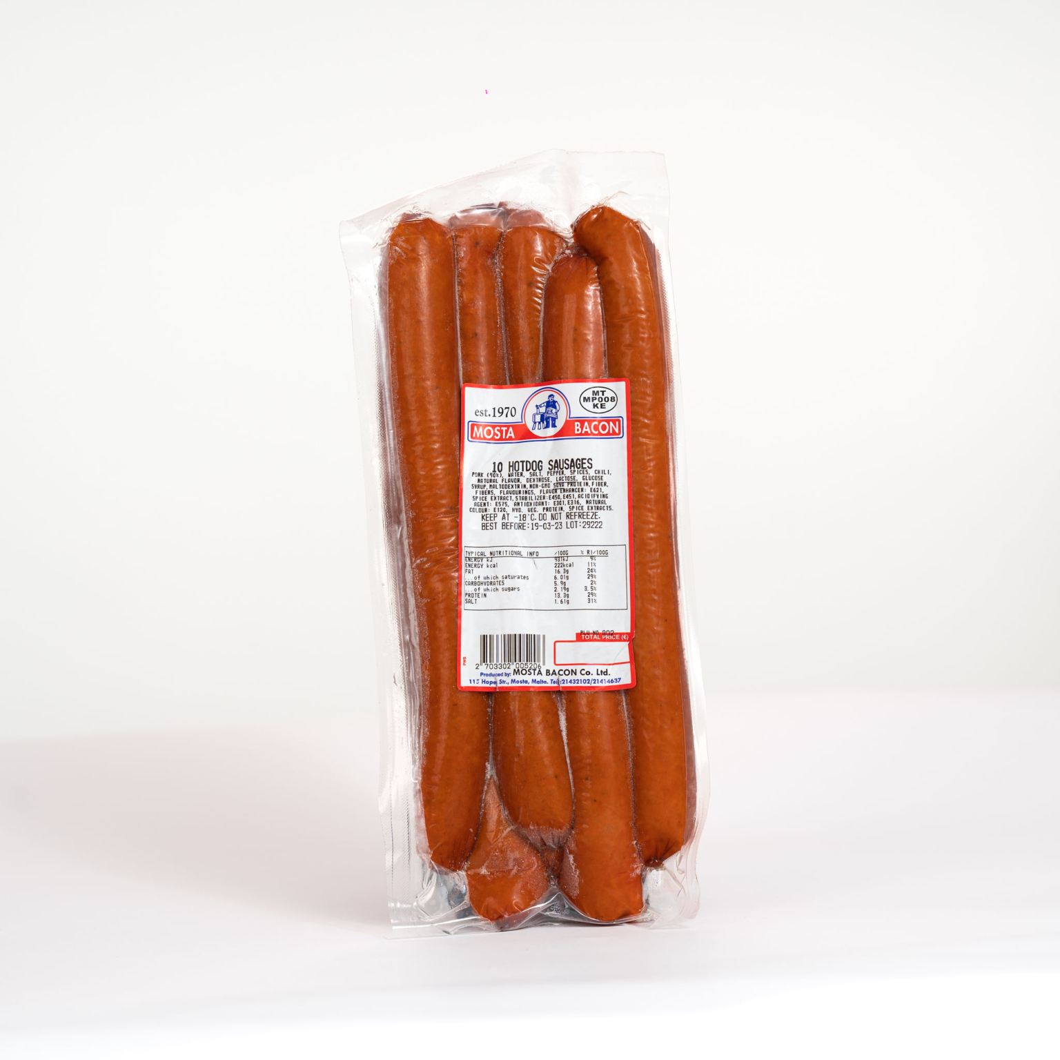 Beef & Pork 12 Inch Sausages ”Tal-Pied” (sold loose) - Mosta Bacon